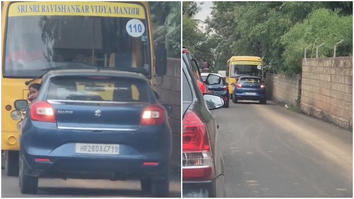 Bengaluru Traffic: ದಾರಿ ತಪ್ಪಿದ ಹೊರ ರಾಜ್ಯದ ಕಾರಿಗೆ ಬುದ್ದಿ ಕಲಿಸಿದ ಶಾಲಾ ಬಸ್! | Instant Karma: Car ...